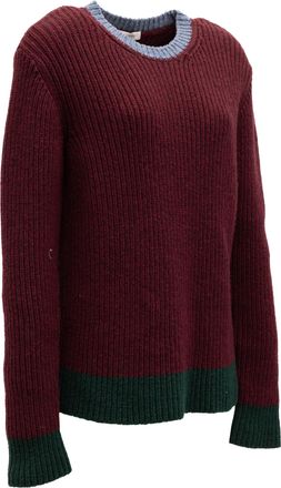 Valentino Garavani Womens Burgundy Ribbed Knit Sweater Clothing