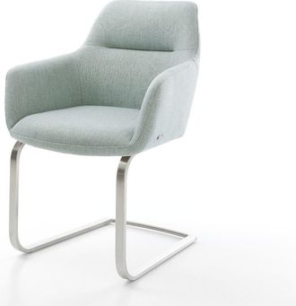 DELIFE Freischwinger Pejo-Flex Stripes Mint Freischwinger flach Edelstahl Taschenfederkern, Esszimmerstühle