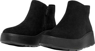 FitFlop Fit Flop - F-Mode Stiefeletten f&uuml;r Damen, Wildleder, flach geformter Absatz (Schwarz)