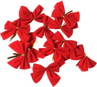 Cabilock 24 Stück Teiliges Rote Weihnachts Schleifen mit Glitzernder Basis Dekorative Bowknots für Christbaumschmuck Festliche Deko DIY Basteln Hochzeit Party 