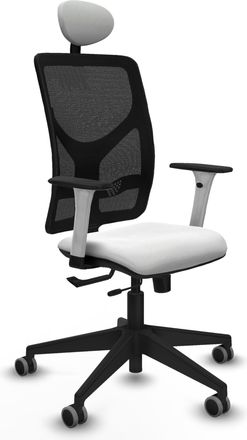 Piqueras y Crespo Wei&szlig;er gepolsterter Schreibtischstuhl mit wei&szlig;en und schwarzen Armlehnen, h&ouml;henverstellbare Lendenwirbelst&uuml;tze und festes Kopfteil, ausgestattet mit S