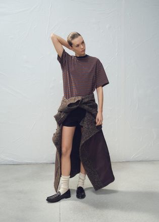 Mango T-shirt manches courtes rayures rouge-orang&eacute; - Femme - XS - MANGO