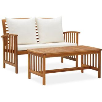 vidaXL Vidaxl - Salon de jardin 2 pcs avec coussins Bois dacacia solide