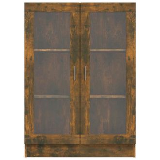 Generic Vitrine aus Eichenholz mit Glast&uuml;ren, Hoher Aufbewahrungsschrank mit Verstellbaren Regalen, Vitrine mit Holzmaserung f&uuml;r Wohnzimmer, Arbeitszimmer und