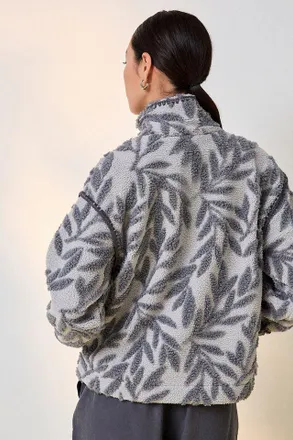 Next Fleecejacke Hemdjacke mit Rei&szlig;verschluss und Blumen-Print (1-St)