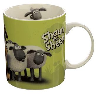 Puckator Shaun das Schaf grüne Tasse aus Porzellan 300 ml