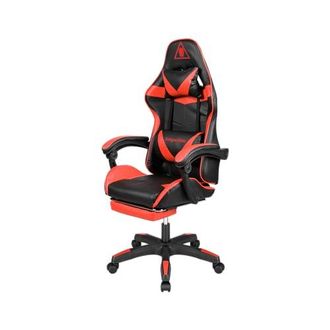 Kr&uuml;ger&Matz Kruger&Matz Gamingsessel Modell GX-150 KM0790-R Sessel mit Ausziehfu&szlig;, Kissen mit Massagefunktion, Weiches Kunstleder, Gummirollen, Farbe Schwarz-Rot