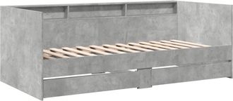 vidaXL Tagesbett mit Schubladen ohne Matratze Betongrau 75x190 cm Vidaxl