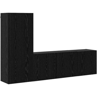 vidaXL TV-Wandm&ouml;bel 5 pcs Schwarz Eichen-Optik Holzwerkstoff vidaXL