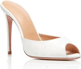 Generic Mules Sexy à Enfiler et Bride arrière pour Femme, Sandales à Talons Aiguilles Confortables en Cuir à Bout Ouvert, élégantes Chaussures dété à Talons H