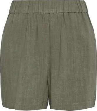 Pieces PCVINSTY HW Linen Shorts Noos Lin, Vert Lichen, S Femme