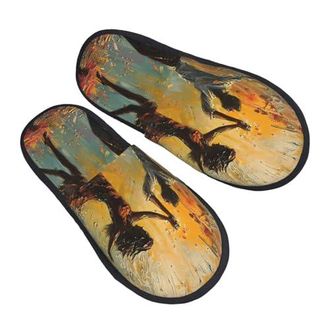 Generic Dansez Avec La Musique Unisexe Slippers Peluche Chaussons Respirantes Pantoufles Pour Int&eacute;rieur Hiver Maison M