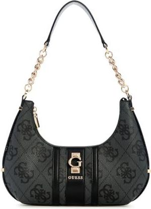 Guess sac &agrave; &eacute;paule Erenia Top Zip Shoulder Bag Coal Logo gris fonc&eacute;
