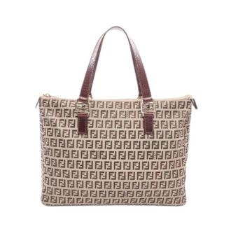 Fendi Pre-owned Zucchino Canvas Leather Tote Bag - - Pre-owned - Damen - Beige - ONE SIZE