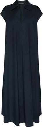 Elena Miro Femme, Robes, Bleu, Taille: 40 FR Robe Midi avec Col en V et Manches Kimono