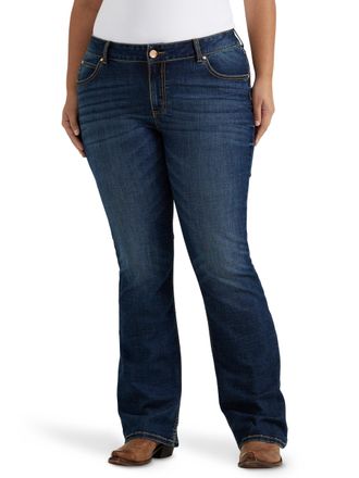 Wrangler Damen Retro Mae Plus Size Mid Rise Stretch Bootcut Jeans, dunkelblau, 48