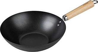 Fackelmann Wokpfanne 26 cm - Wok zum Kochen, Schmoren und Braten - Für Gas-, Ceran- und Elektroherd geeignet - Hochwertiger Griff aus Akazienholz, Schwarz