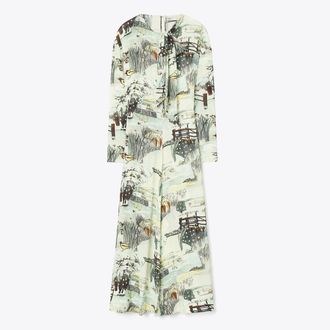 Tory Burch Bedrucktes Kleid aus Viskose mit Schleife