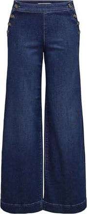 Only Jean &agrave; Jambe Large ONLMADISON Taille Haute Wide Leg Fit Jeans Dark Medium Blue Denim 32 32 Dark Medium Blue Denim (US) 32 / L32