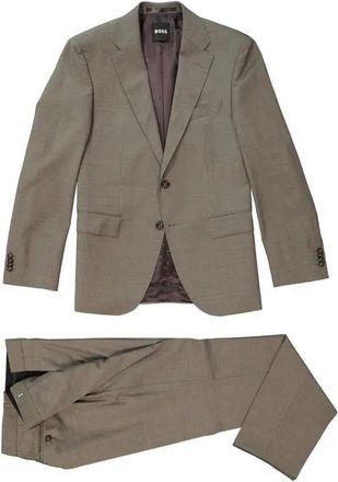 HUGO BOSS Herren Anzug gr&uuml;n Schurwoll-Stretch meliert