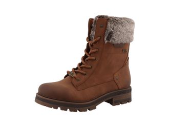 Mustang Jeans Damen Stiefelette Kunstfellsaum 15M0042001, Gr&ouml;&szlig;e:40 EU, Farbe:Braun