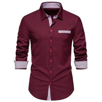 Generic Chemise d&eacute;contract&eacute;e &agrave; manches longues pour homme - Cardigan - Chemises bon march&eacute; pour homme, rouge, XXL