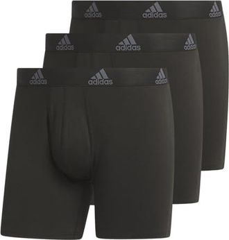 adidas Mens Performance Stretch Cotton Boxer Brief Underwear (3-Pack) Designed for Active Comfort and All Day Wear, Black/Onix Grey, 4X-Large Big Tall