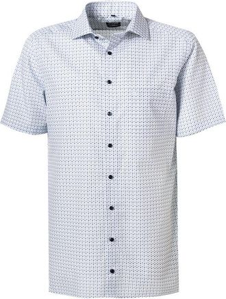 Olymp Herren Kurzarmhemd blau gemustert