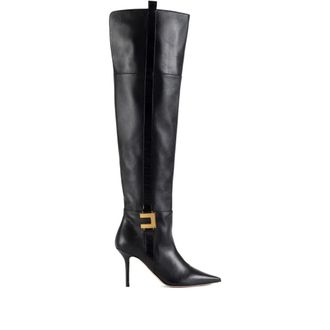 Elisabetta Franchi Schwarze Stiefel mit 9 cm Absatz - - Shoes - Damen - Schwarzk - 38 EU