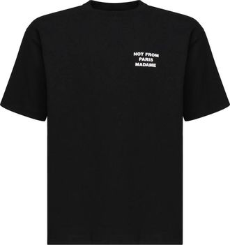 Drôle de Monsieur Homme, Tops, Noir, Taille: M Slogan Cotton Crew-neck T-Shirt