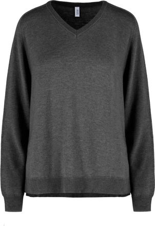 Bomboogie Femme, Pulls, Gris, Taille: 38 FR Pull en laine m&eacute;rinos &agrave; col en V