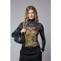 Jean Paul Gaultier Mesh Body with Open Back Printed Medaillon