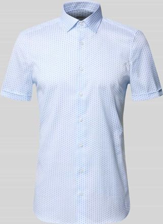 Olymp Level 5 Slim Fit Business-Hemd im Allover-Look mit Kentkragen