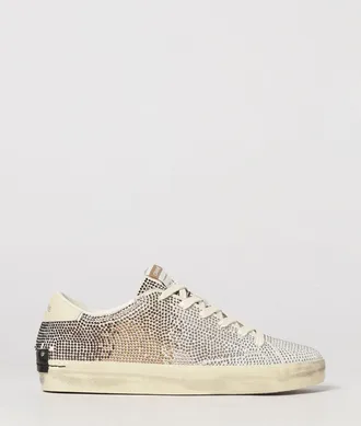 Crime London Distressed Low-Top-Sneaker aus laminiertem Leder mit Strass