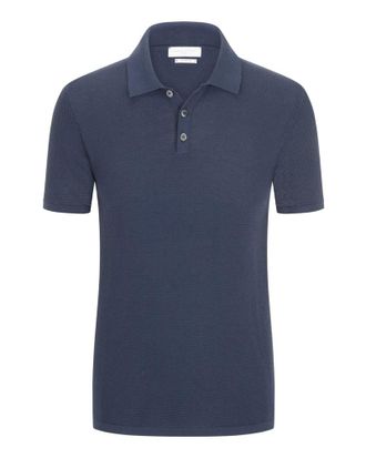 Daniele Fiesoli Unifarbenes Strick-Poloshirt in Reiskornstrickmuster in