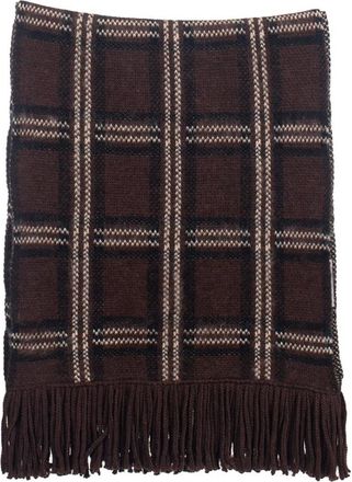 Ermanno Scervino Femme, Accessoires, Brun, Taille: ONE Size Jacquard Checked Knit Scarf