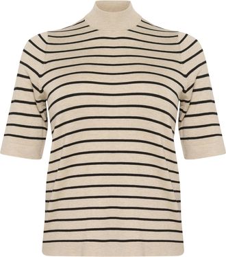 Kaffe Curve Strickpullover KClizzy M, Feather Gray/Black Stripe M