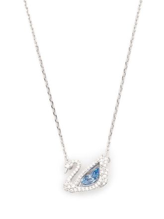 Swarovski cha&icirc;ne &agrave; pendentif logo orn&eacute; de cristaux - Argent