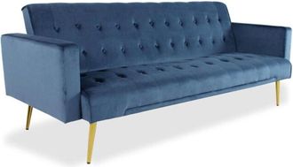 Paris Prix Canapé Convertible Velours Tybio 191cm Bleu