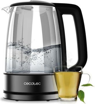 Cecotec Elektrischer Wasserkocher 1,7 L ThermoSense 340 Clear. 2200W, Borosilikatglas-Geh&auml;use, Leuchtanzeige, 360&ordm; drehbare Basis, Sicherheitssystem