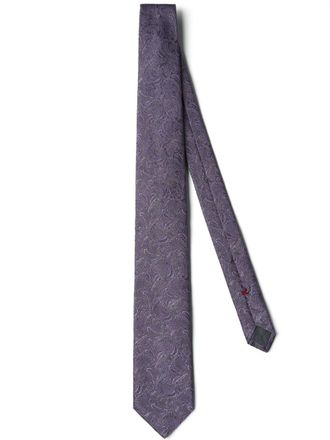 Brunello Cucinelli cravate en soie &agrave; imprim&eacute; cachemire - Violet