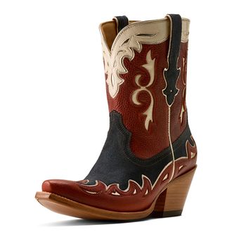 Ariat Womens Juanita X Toe Western Boots in Americana, B Medium Width, Size 36.5, by Ariat