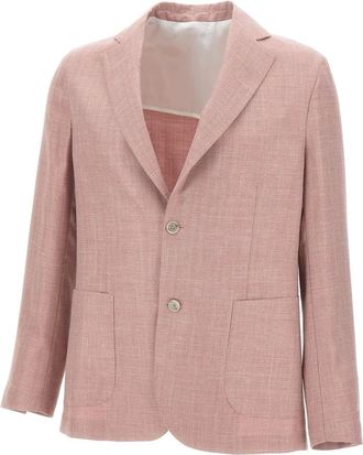 Barba Homme, Vestes, Rose, Taille: 2XL Blazer en Laine Soie Lin