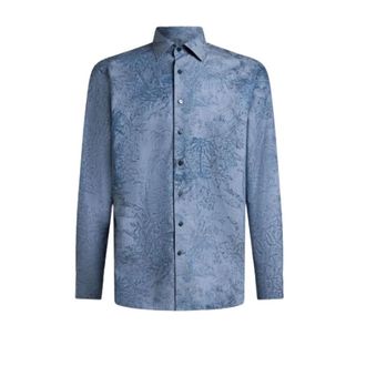 Etro Ton-In-Ton Safari-Print Shirt - - Shirts - Herren - Blau - XL