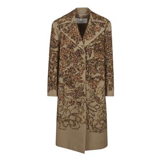 Dries Van Noten Femme, Manteaux, Beige, Taille: 42 FR &Eacute;l&eacute;gant manteau dhiver blanc brod&eacute;