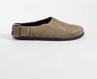 Asos Marshall mules plates en daim v&eacute;ritable couleur taupe-Marron