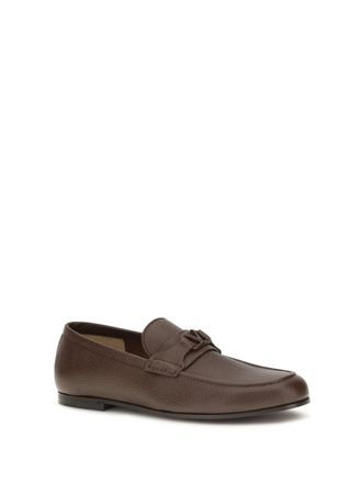 Valentino Garavani Mens Vlogo Signature Loafers Deer Leather Light Coffee
