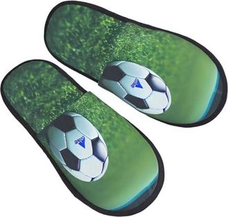 Generic Pantoufles En Coton Ballon De Football Sur LHerbe Unisexe Fourrure Pantoufles Cozy Maison Slippers Pour Voyage Invit&eacute; Homme L