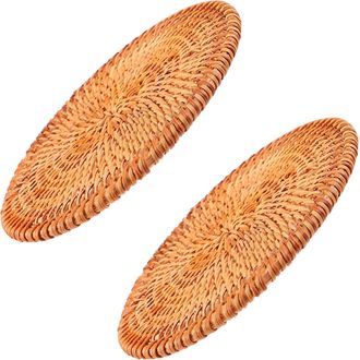 Amosfun 2 St&uuml;ck Teiliges Rattan Untersetzer Handgewebte rutschfeste Teetassen Matte Hitzebest&auml;ndig und Vielseitig als Tischschutz und Dekoration Leicht und Po