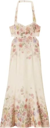 Twinset Femme, Robes, Multicolore, Taille: 38 FR Robe Midi Imprim&eacute;e avec D&eacute;coupes